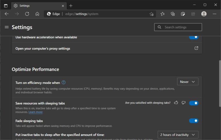 Microsoft Edge gets efficiency mode and improved "Find on page"