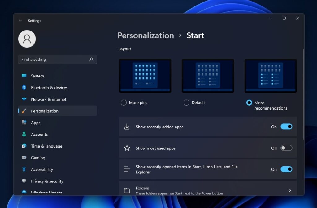 Closer look at Windows 11's upcoming Start menu customization features
