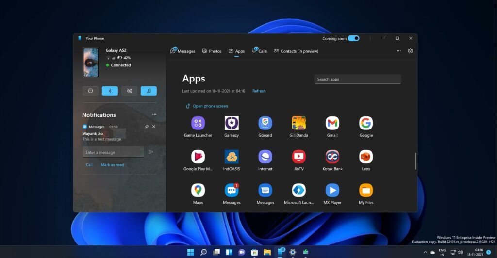 Windows 11's Your Phone app is getting a new call experience