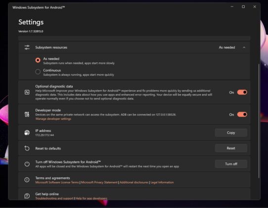 Windows 11's Android subsystem is getting new features