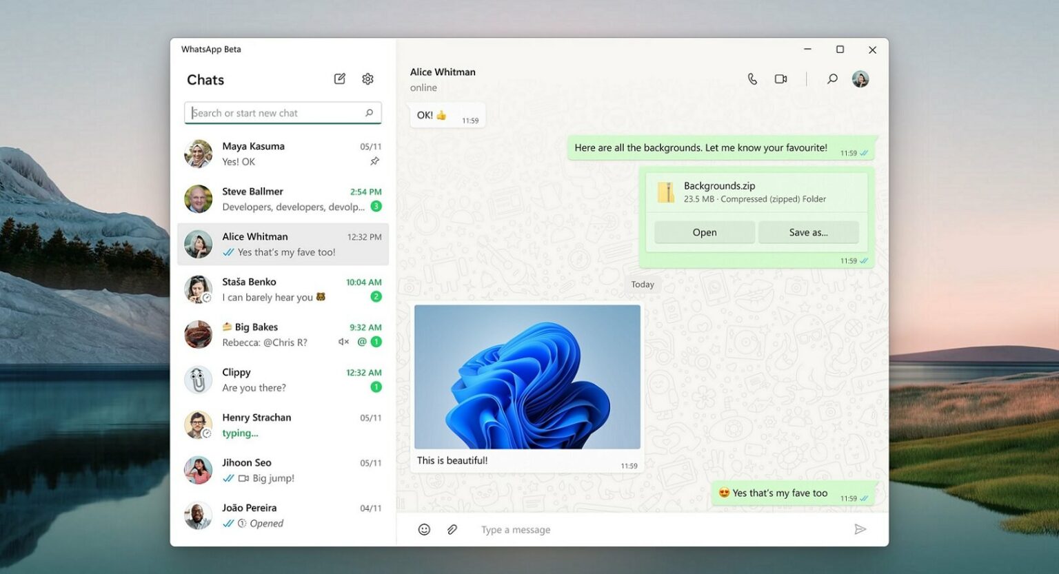 WhatsApp Beta UWP gets two new useful features on Windows 11