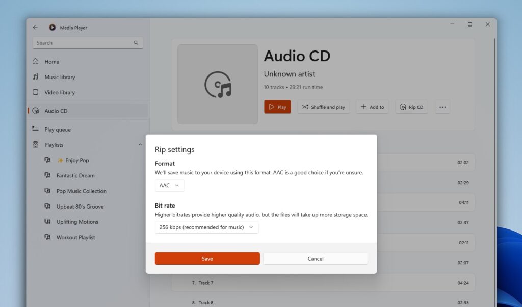Windows 11 now lets you easily rip CD with new Media Player