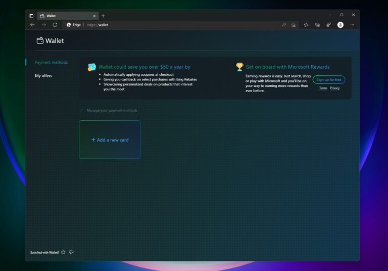 Microsoft Edge is getting "Wallet" feature on Windows 11 & Windows 10