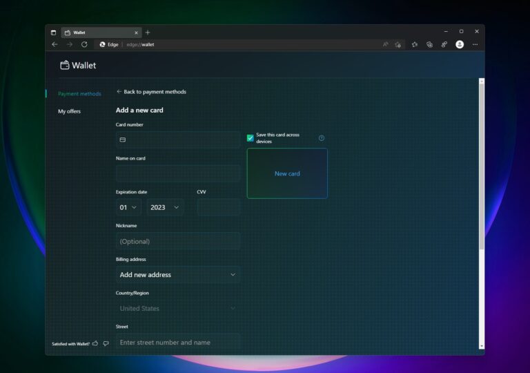 Microsoft Edge is getting "Wallet" feature on Windows 11 & Windows 10