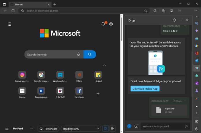 Microsoft Edge's feature to share files between Windows 11, Mac ...