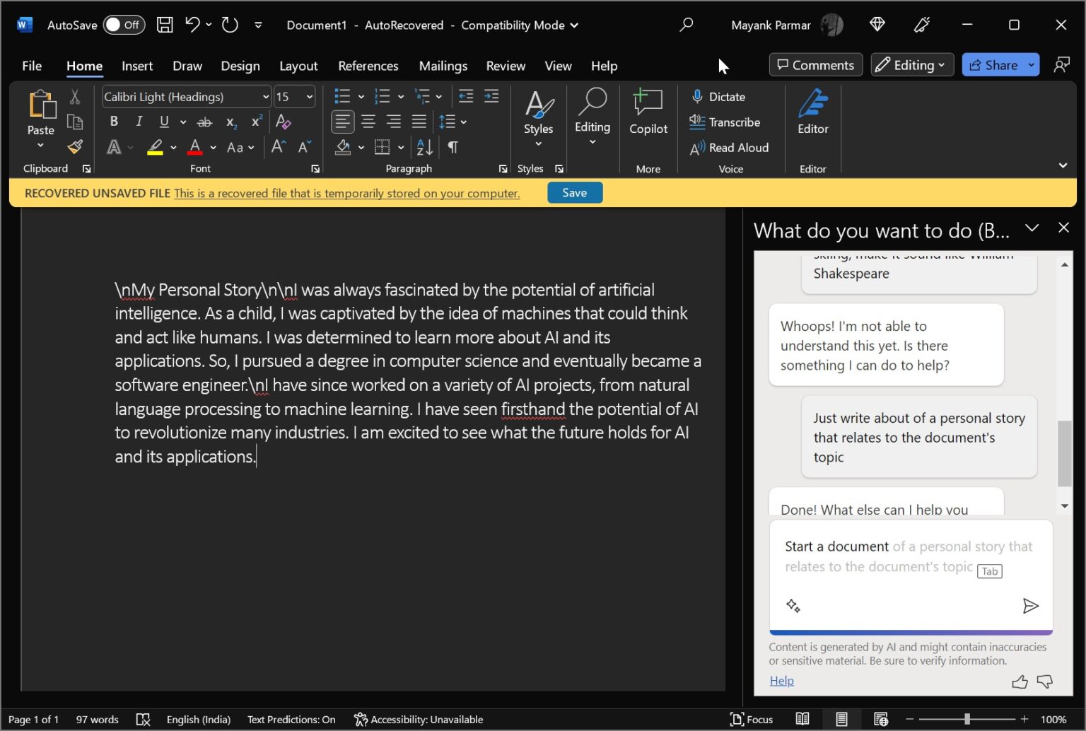 Windows 11: First look at Copilot AI-powered Word UI for Microsoft 365