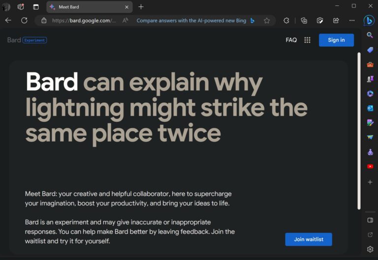 Microsoft's Bing AI ads target Google Bard in Windows 11's Edge browser