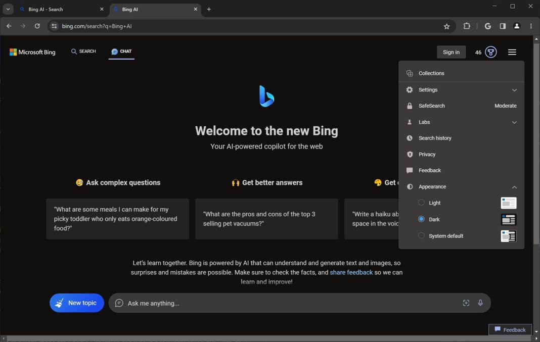 Windows 11 Bing AI rolls out for Google Chrome with dark mode, but with limitations