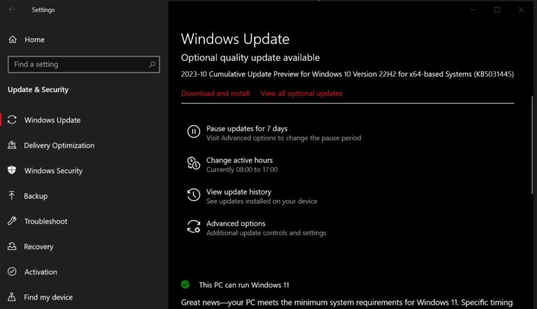 Windows 10 KB5031445 is out with performance fixes