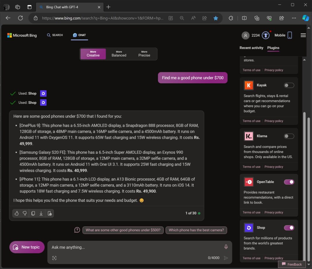 Microsoft tests third-party plugins in Bing Chat AI again