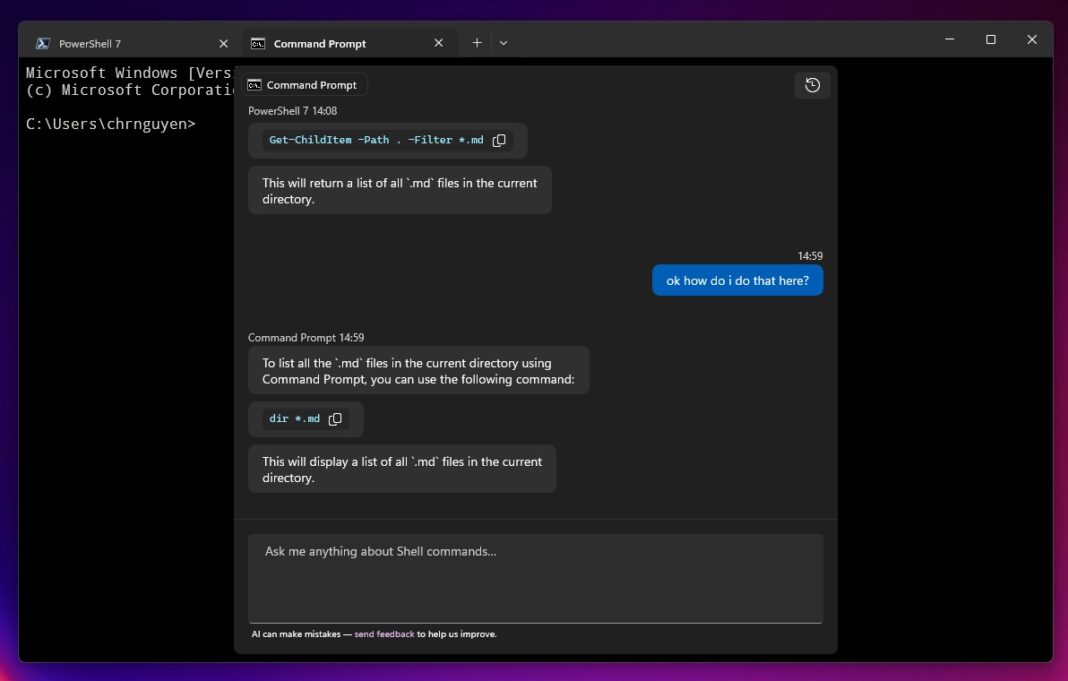 Microsoft brings ChatGPT AI to Windows 11's command line, and here's a closer look