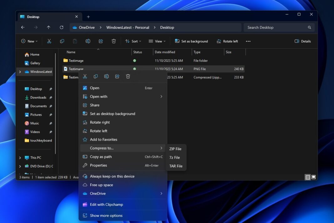 First look: Windows 11 Build 25992 lets you create ZIP, 7z and TAR ...