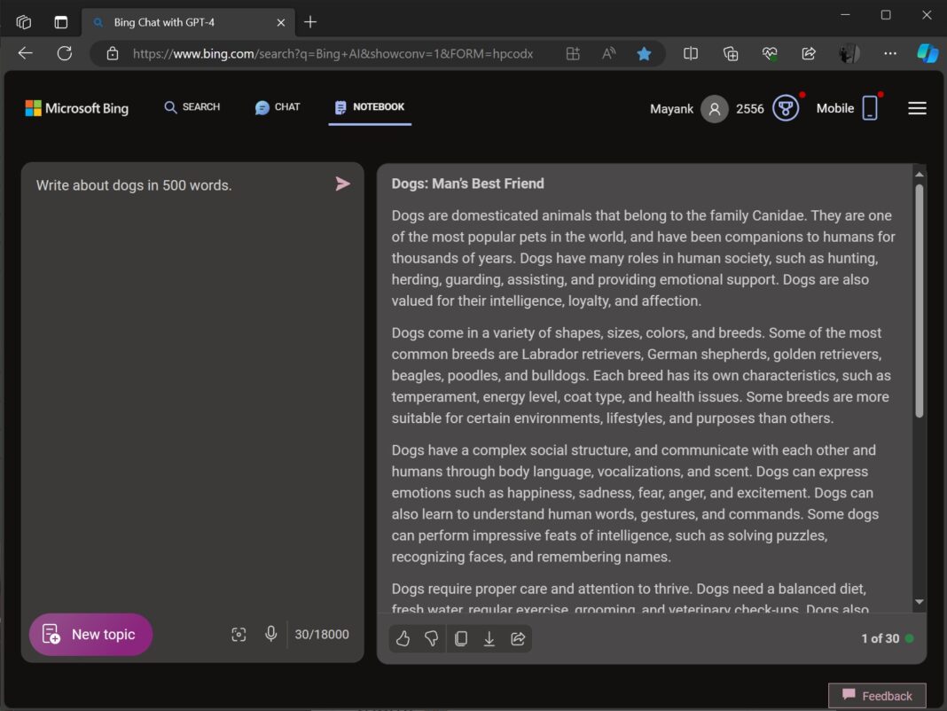Microsoft's bumps Bing Chat characters limit to 18,000 with Notebook ...