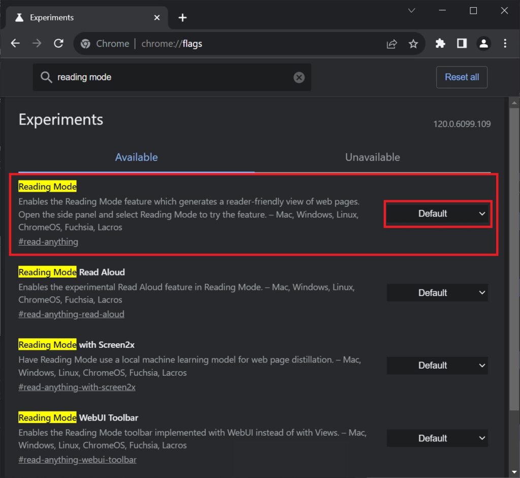 How to remove "Open in reading mode" from the right-click menu in Chrome