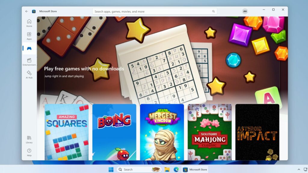 Microsoft Store rolls out new 'Arcade' feature no-download games on ...