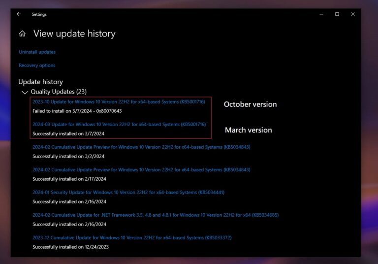 Windows 10 KB5001716 fails with 0x80070643, a fix is now available