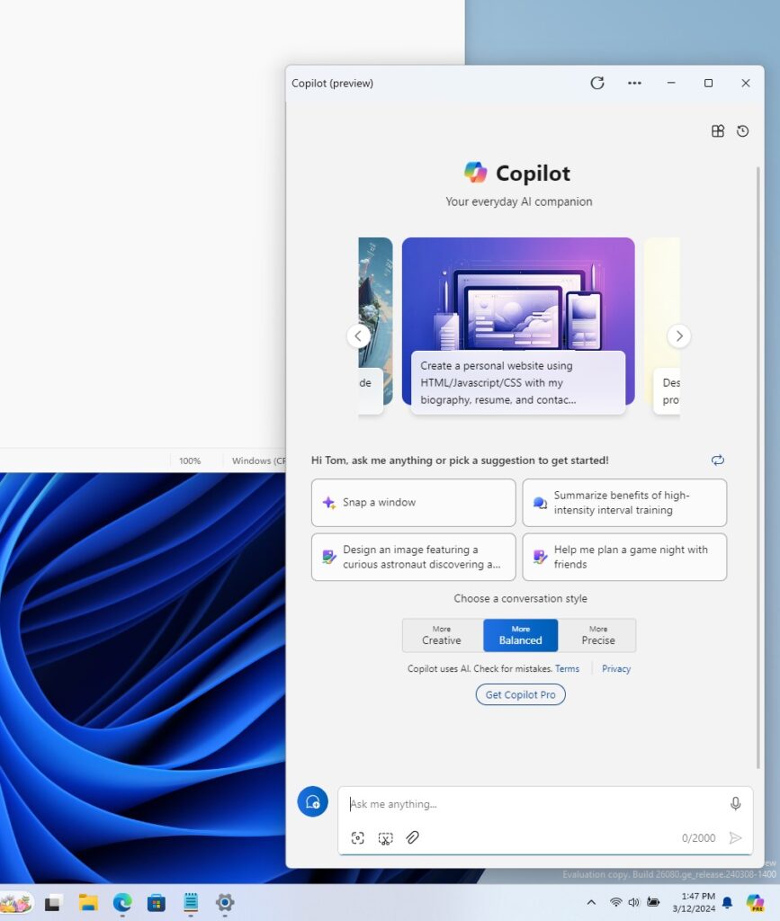 Copilot is getting a normal apps-like design on Windows 11 with Build 26080