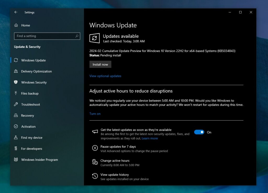 Windows 10 KB5034843 out with new features (direct download links)