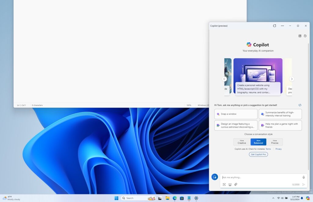 Agora dá para Desencaixar o Copilot Completamente e usá-lo Como ...