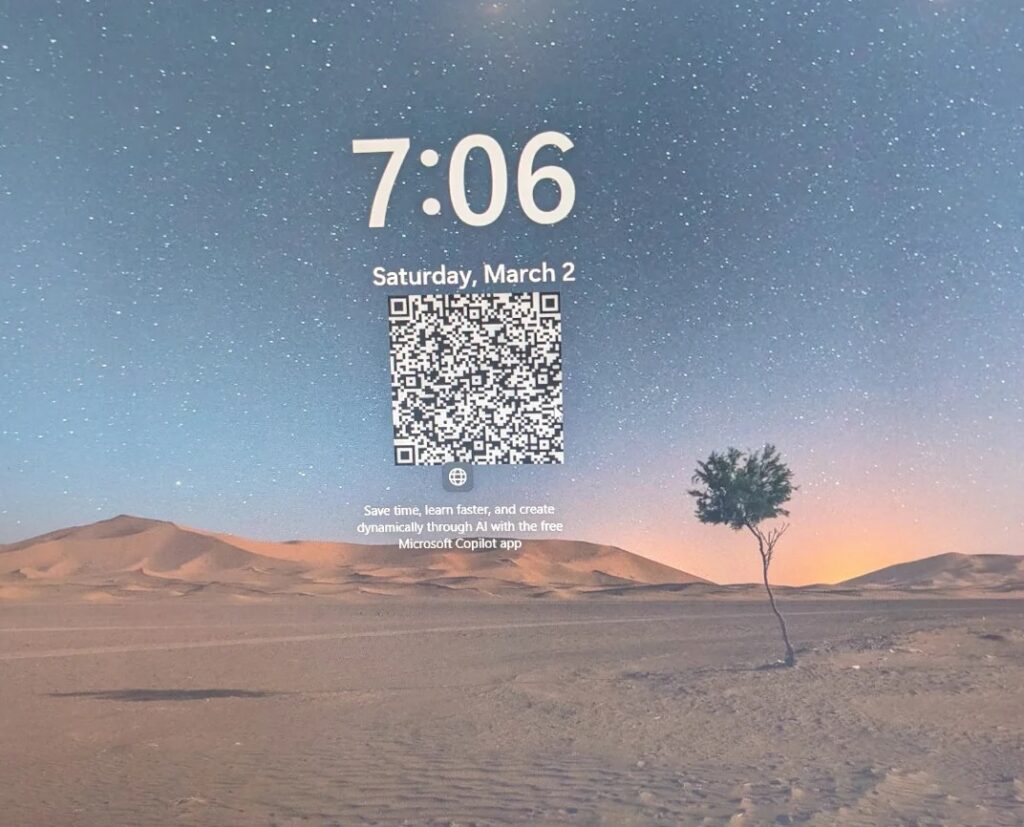 Microsoft pauses Copilot QR code ad on Windows 11 lock screen, calls it ...