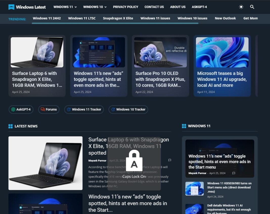 HP adds a Caps Lock On notification to Windows 11, but you can disable