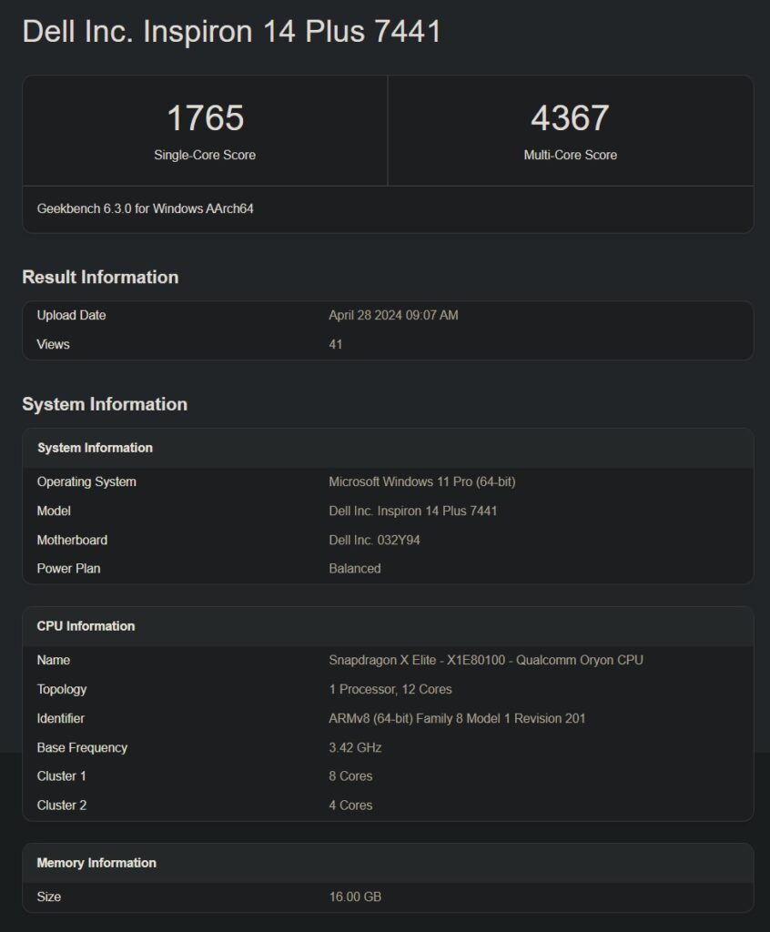 Dell Inspiron 14 Plus 7441 with Snapdragon X Elite, Windows 11 24H2 ...