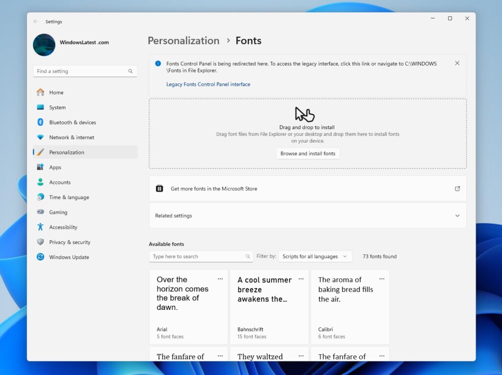 Windows 11: Control Panel is losing another feature (Font page) to ...