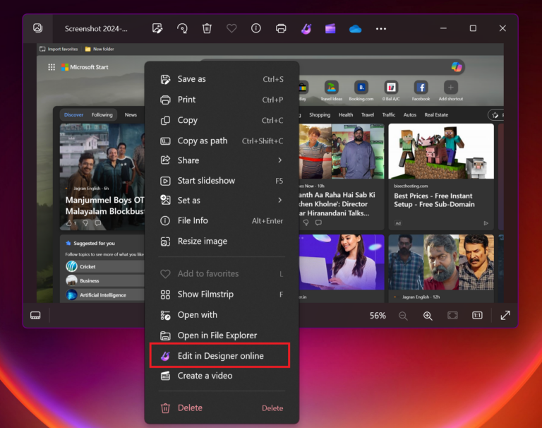 Windows 11's Photos app is getting Microsoft Designer integration, but it opens Edge