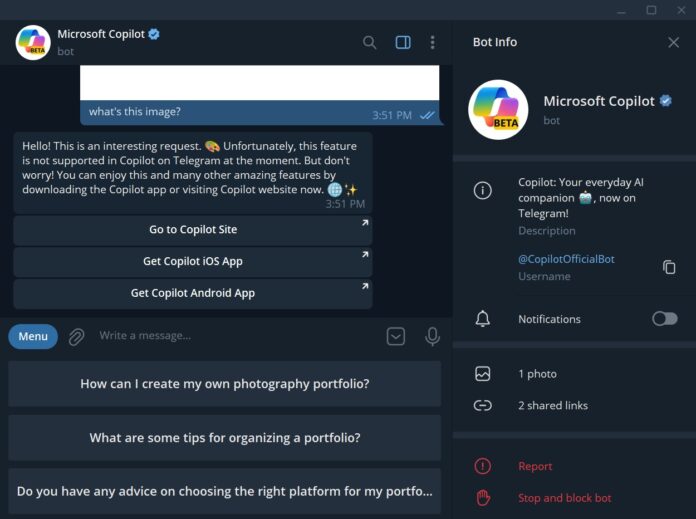 After Windows 11, Copilot is coming to messaging apps, starting with Telegram