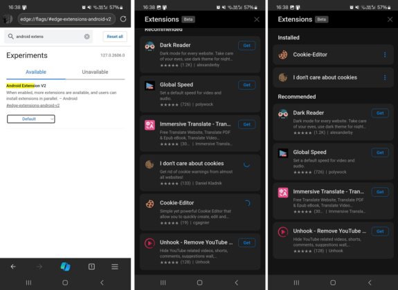 Microsoft Edge on Android tests “Extension v2” with more desktop ...