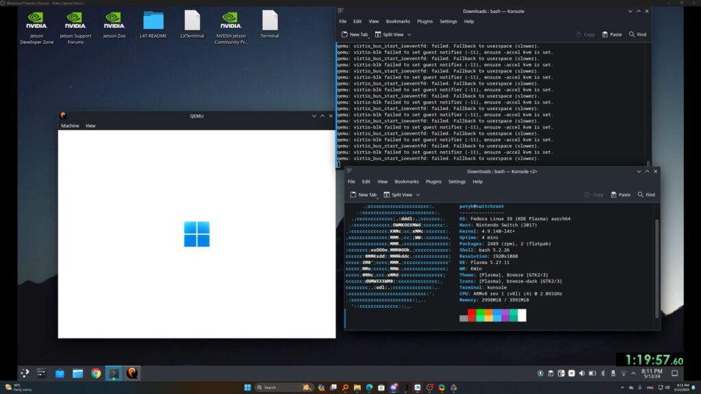 Watch: Dev runs Windows 11 ARM on Nintendo Switch using QEMU Linux emulation