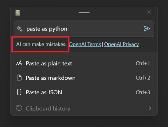 Hands-on with Windows 11's ChatGPT-based advanced Copy-Paste feature