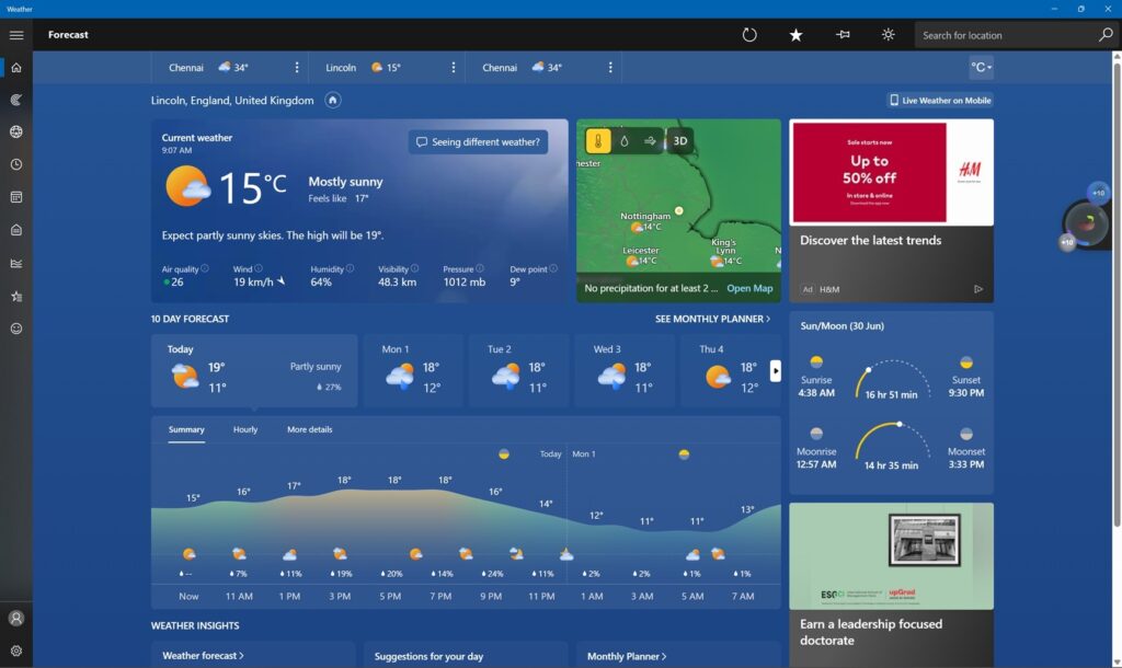 Windows 11's MSN Weather now has more ads and new features