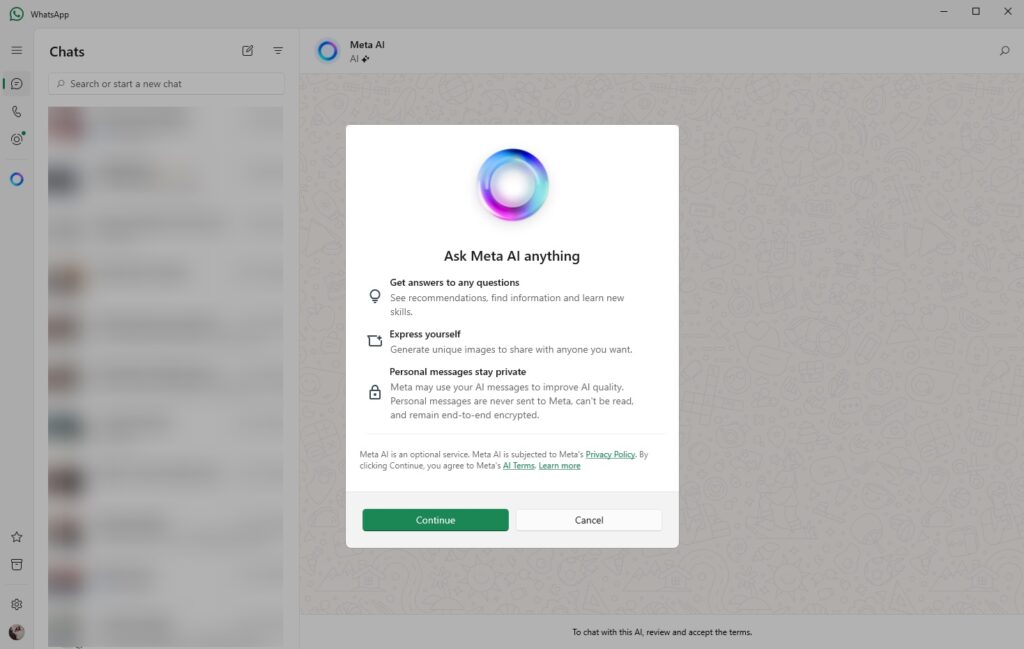 WhatsApp's Windows 11 app now has full-featured Meta AI and it's not a web wrapper like Copilot