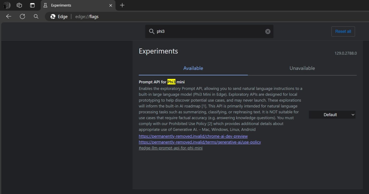 Microsoft Edge might run Phi3 Mini AI model locally on Windows 11 and Windows 10
