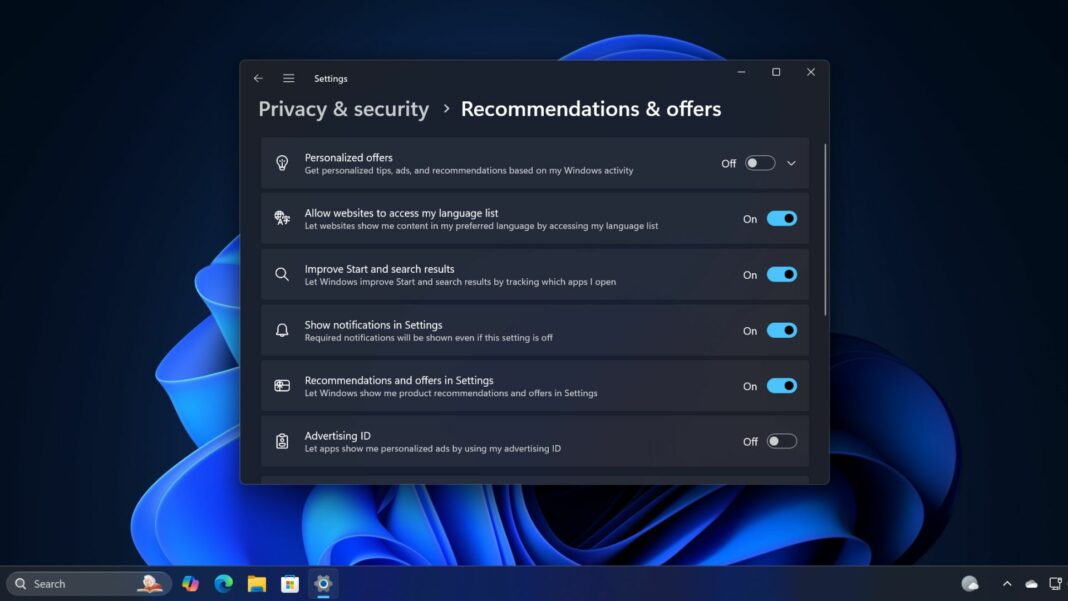 Windows 11 Settings is getting a dedicated "recommendations & offers" page