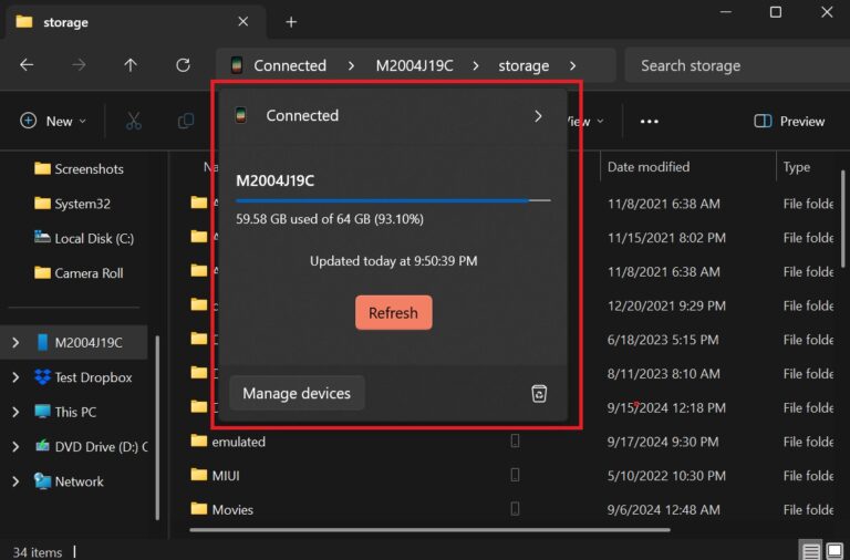 Hands-on: Access Android Phone storage using File Explorer in Windows 11