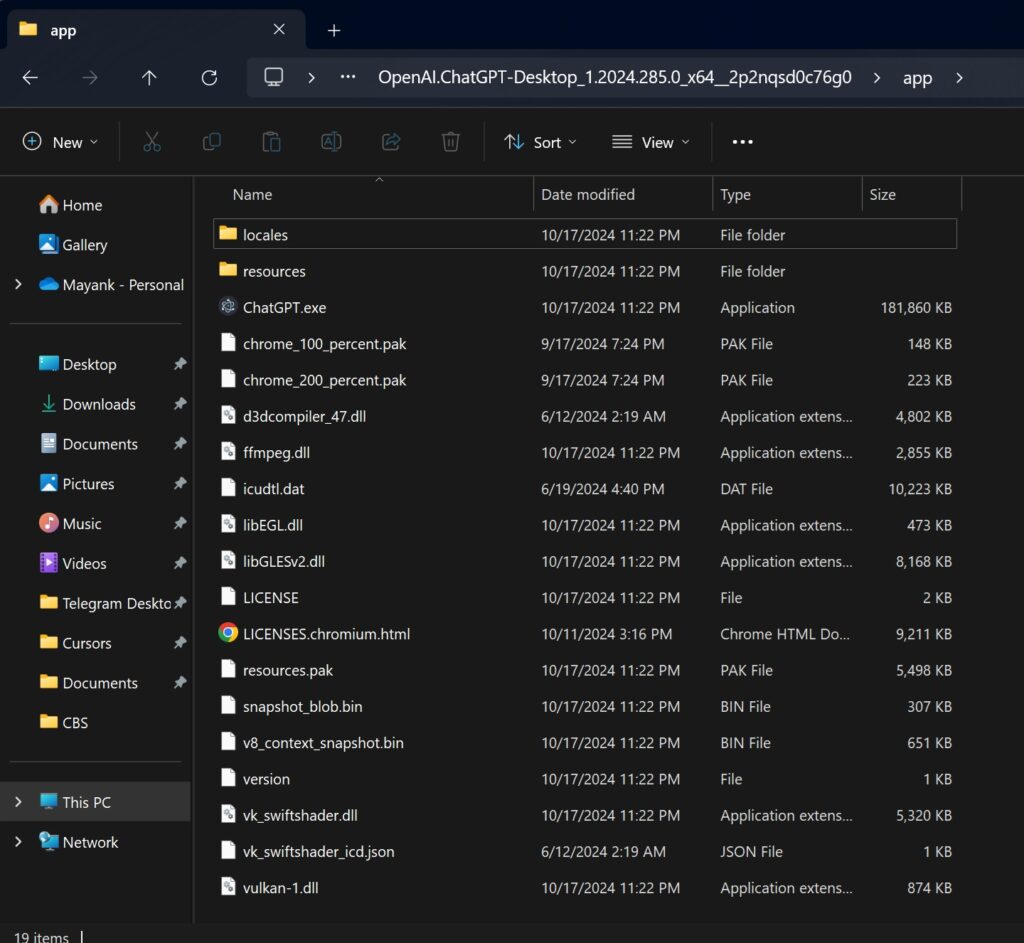 I tried the official ChatGPT app for Windows 11, and it's just an Electron-based Chrome wrapper