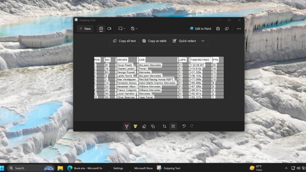 Hands-On: Windows 11 Snipping Tool now lets you extract data table from screenshots