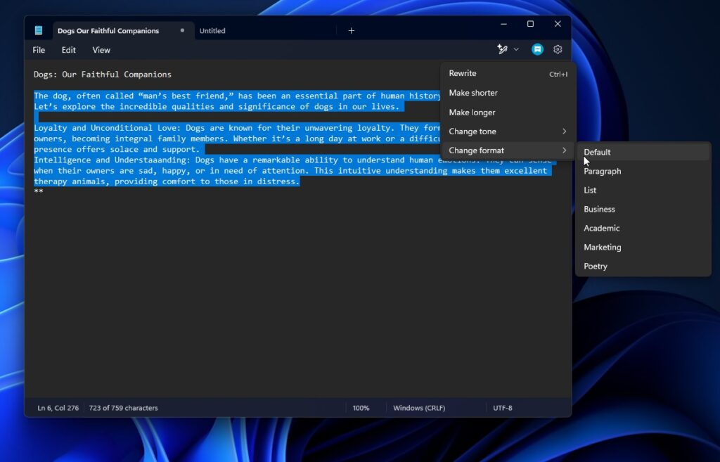 Windows 11 Notepad's ChatGPT-based "Rewrite" rolls out to everyone