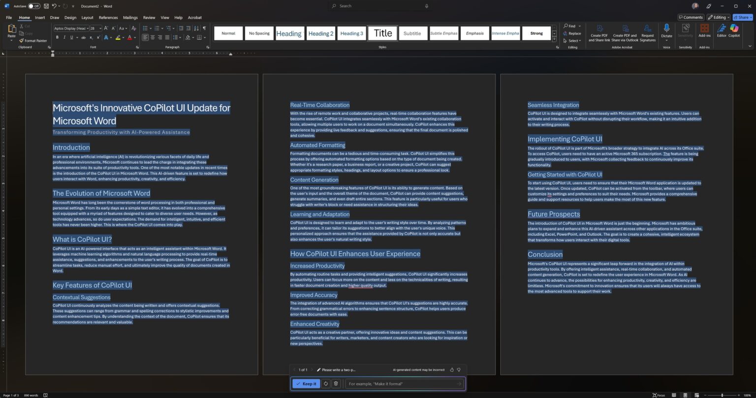 Windows 11: First look at Copilot AI-powered Word UI for Microsoft 365