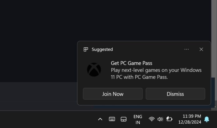 Windows 11 is showing more Xbox Game Pass PC ads notifications. Turn ...