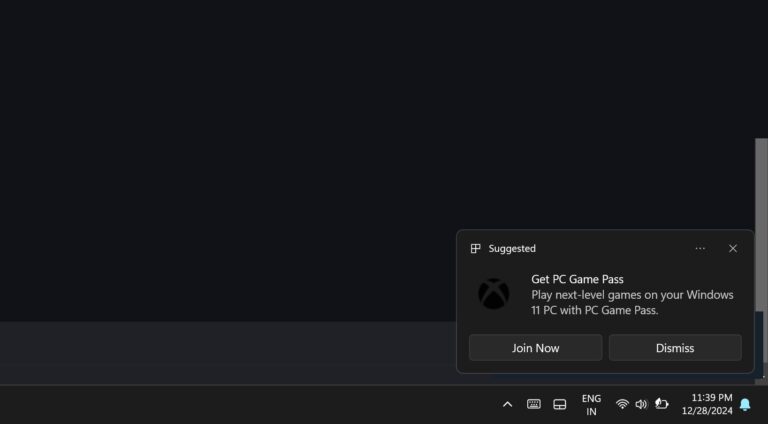 Windows 11 is showing more Xbox Game Pass PC ads notifications. Turn ...