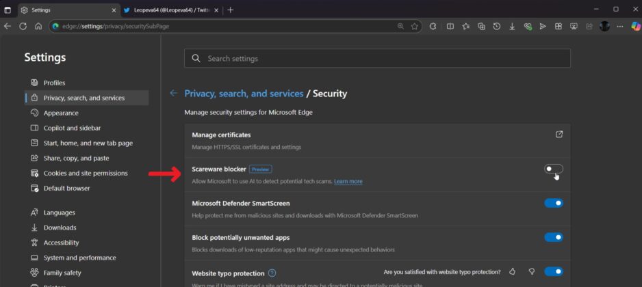 Microsoft Edge's scareware blocker (AI) detects tech scams to keep Windows 11 safe