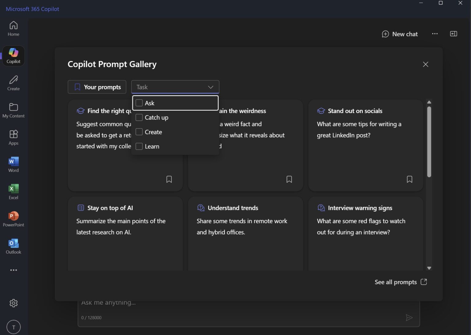 Microsoft 365 app gets Copilot tab with Prompt Gallery for Windows 11 ...