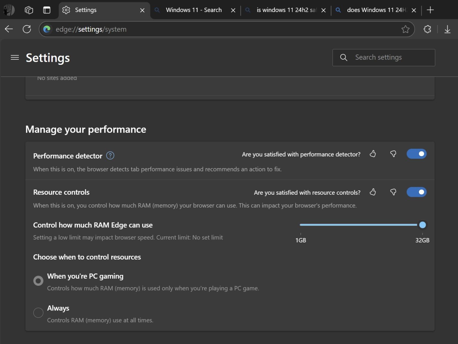 Microsoft Edge now lets you limit RAM usage while gaming on Windows 11 ...