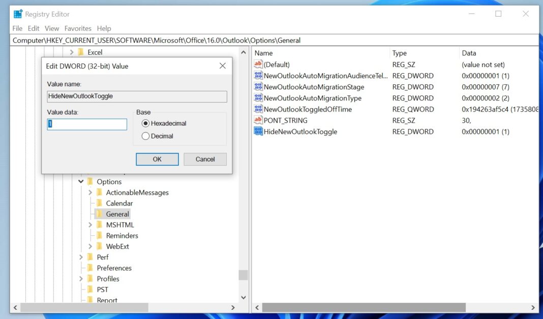 Remove "Try the new Outlook" toggle in Outlook classic for Windows