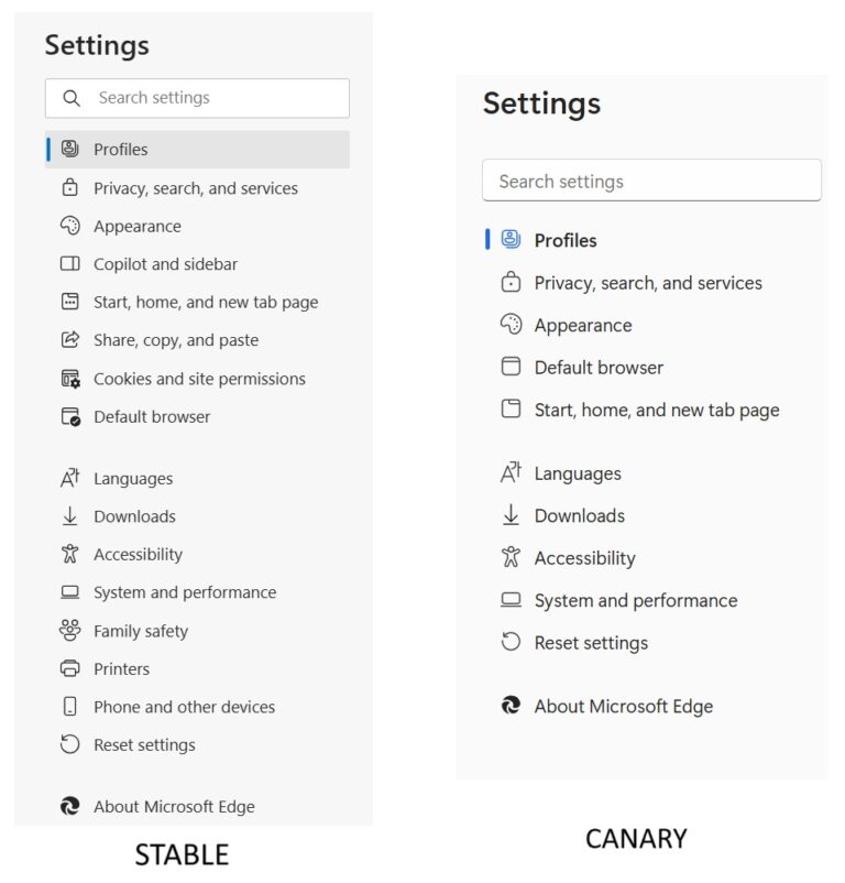 Microsoft Edge's Settings is becoming more like Google Chrome on Windows 11