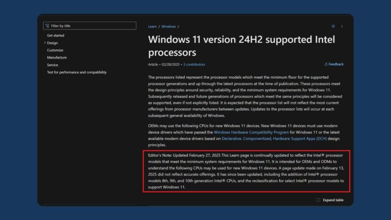 Microsoft confirms Windows 11 24H2 works with older Intel CPUs, refutes ...