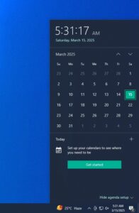 Windows 10's "update" turns off seconds on the taskbar's Calendar flyout